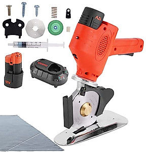 Electric Rotary Cutter Cordless Electric Scissors for Cutting Fabric Rechargeable Shears 100mm Cloth Cutter Cutting Thickness 35mm (2 Batteries)