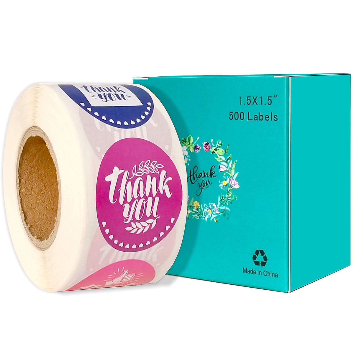 PARLAIM 500pcs Thank You Stickers 6 Color 1.5" Thank You for Supporting My Small Business Stickers Thank You Business Stickers Roll Small Thank You Labels for Business