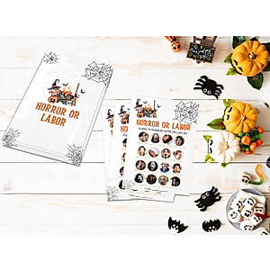 Tuyashua Halloween Horror or Labor Game, Halloween Game for Baby Shower, Baby Shower Decorations, Fall Gender Reveal Party Supplies, 30 Game Cards and 1 Answer Key - WY03