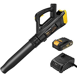TECCPO Cordless Leaf Blower 20V, Turbine Fan, 85MPH 310CFM Air Volume, Dual Speed Adjustment, 2.0AH Lithium Battery- TDAB02G