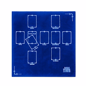 Tarot Divination Table Cloth for Reading and Altar Cloth Moon Alter, Cloth Witchy Embroidery Velvet Silk Touch Satin Celtic Cross (Blue)