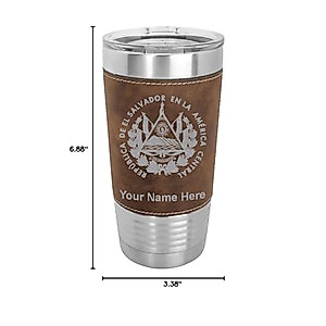 LaserGram 20oz Vacuum Insulated Tumbler Mug, Flag of El Salvador, Personalized Engraving Included (Faux Leather, Rustic)