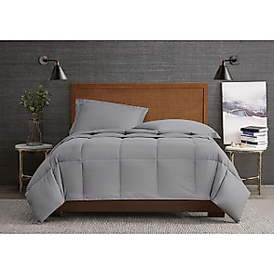 London Fog Garment Washed Solid Comforter Set Grey Microfiber 3-Piece Full/Queen Comforter Set, Solid Themed, Adult and Teen, Oeko-TEX Certified