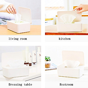 Wipes Dispenser Holder with Lid, Home Wet Tissue Case Storage Box Container Dustproof Holder for Home Office Desk(White)