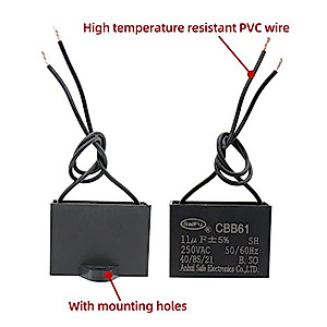 AKZYTUE CBB61 Capacitor 11uf 250V AC Ceiling Fan 2 Wire 50/60Hz for Starting Electric Fan Generator Pump Motor