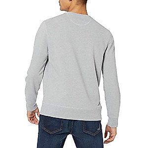 Amazon Essentials Men's Long-Sleeve Lightweight Fleece French Terry Crewneck Sweatshirt, Light Grey Heather, Medium