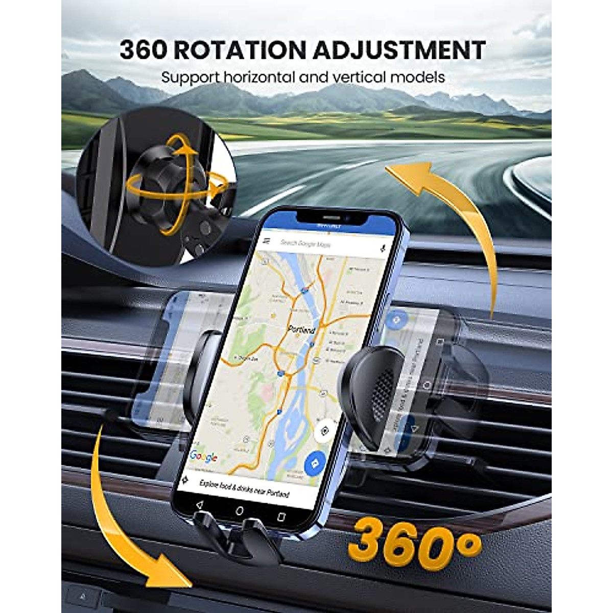 Car Phone Holder Mount: 2023 Hands-Free Vent Phone Clip [Big Phones & Thick Case Friendly], Compatible with iPhone 14/13/12 Pro/Max/8/Plus X/XR/XS/SE/Samsung Galaxy S22/S21/S20+/S10/S9/Note 20/10