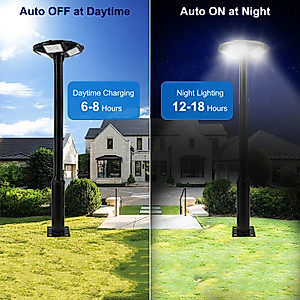 HCOOR 100W Solar Street Lights Outdoor, IP65 Waterproof Dusk to Dawn Solar Led Outdoor Light with Remote Control, 6500K Cool White Security Led Flood Light for Yard, Garden, Street, Parking Lot