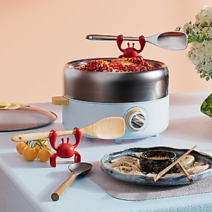 Silicone Spoon Rest for Stove Spoon Holder and Lid Lifter Steam Releaser Stove Organizer Cool Kitchen Gadgets & Cute Kitchen Accessories (Cute Red)