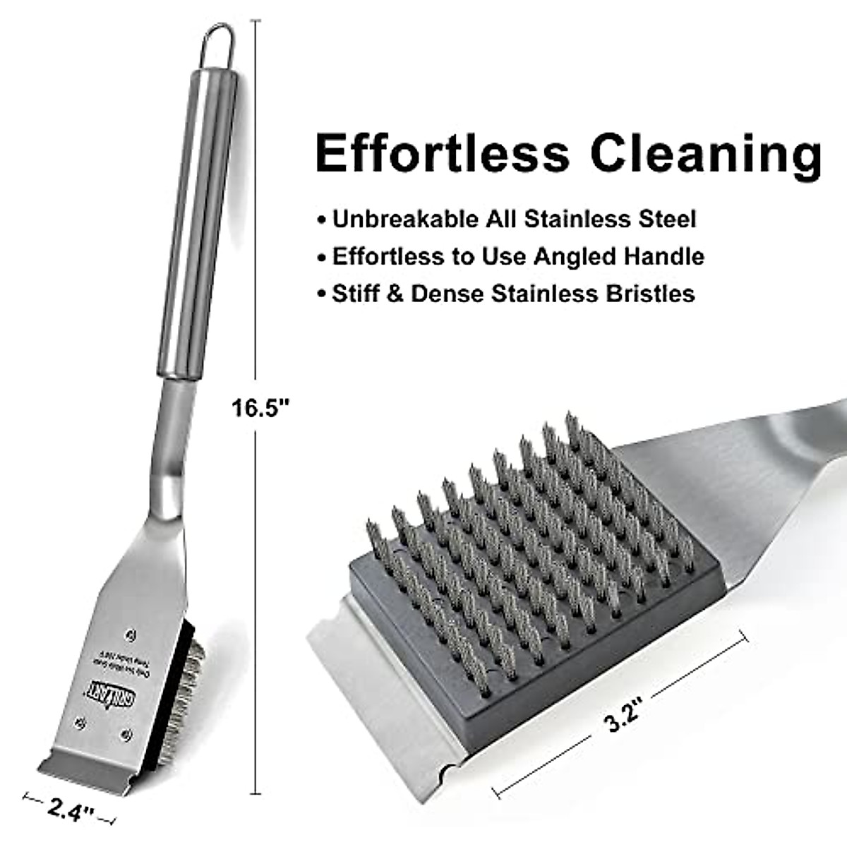 GRILLART Grill Brush and Scraper, Wire BBQ Grill Brush for Outdoor Grill, 16.5” Grill Cleaning Brush BBQ Grill Accessories, Safe Grill Cleaner Brush-Ideal Gift for Men/Dad BBQ Brush for Grill Cleaning