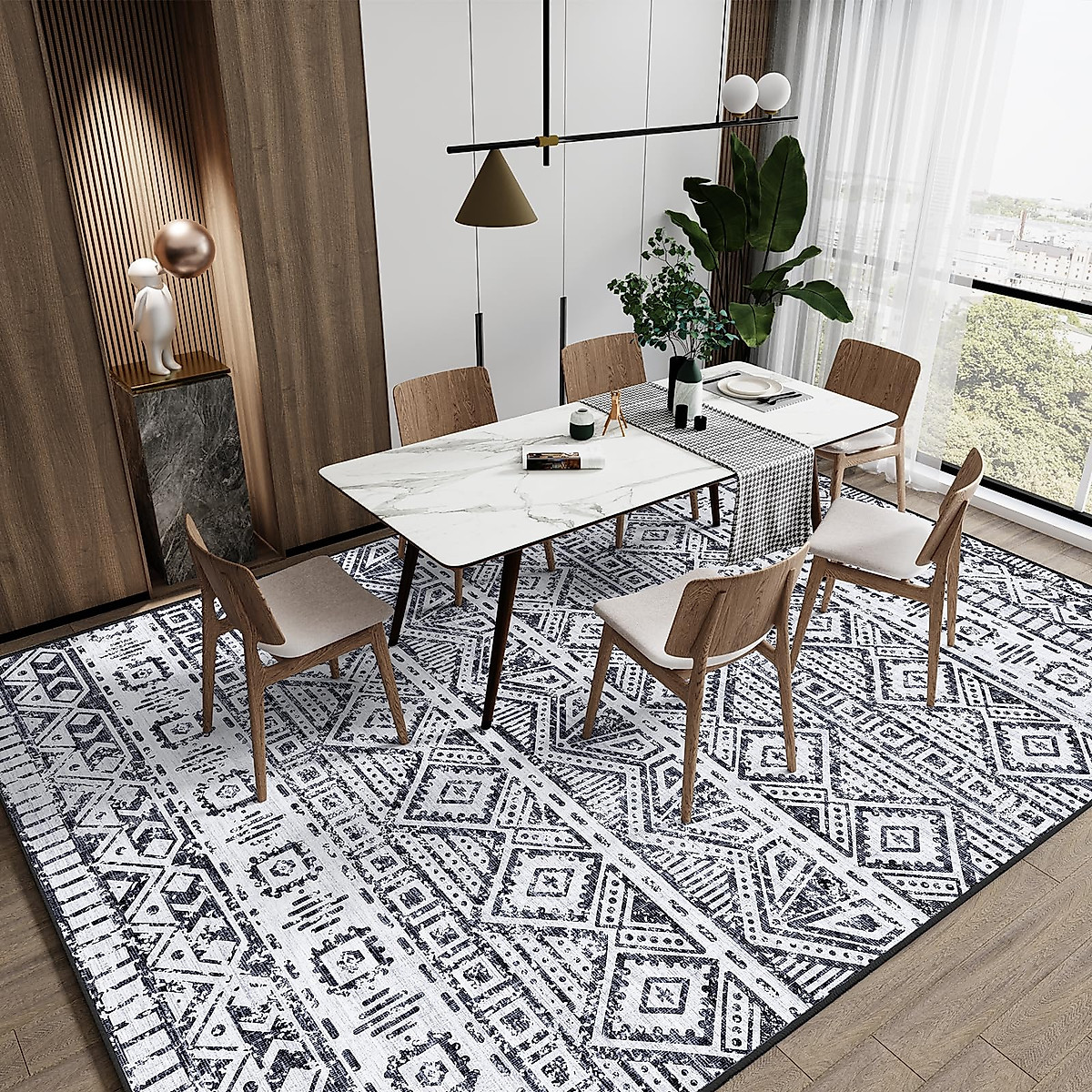 Vamcheer Washable Area Rug 4x6 - Living Room Rugs for Bedroom Modern Area Rugs for Living Room Dinning Rugs, No Shedding & Easy to Clean, High Traffic Machine Washable Rugs, Non Slip Carpet, Grey