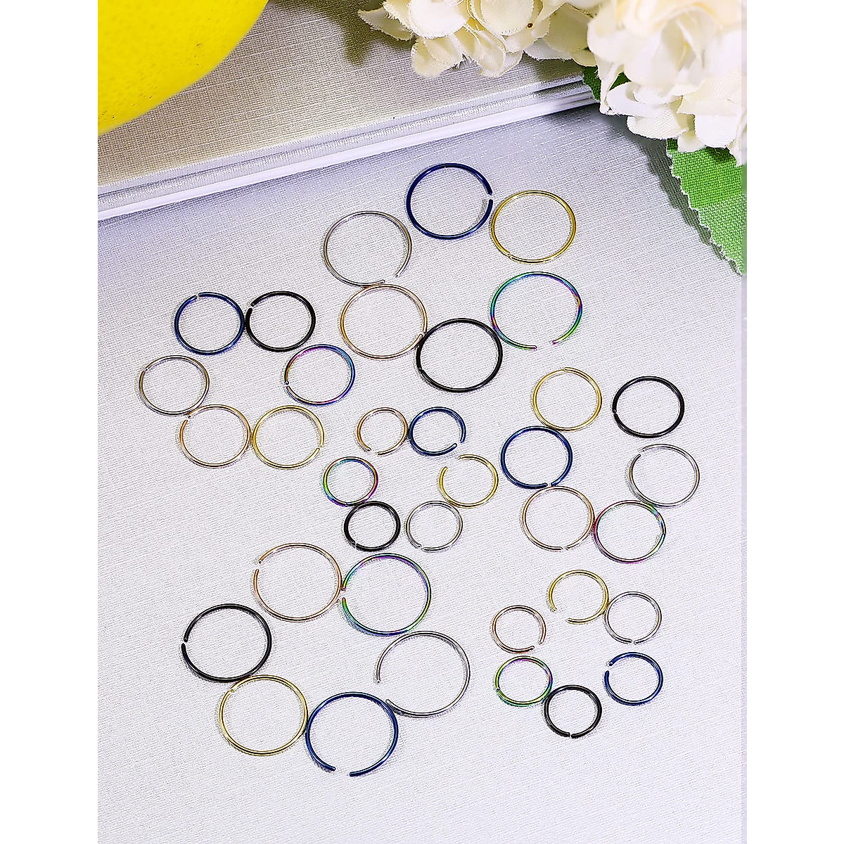 Vsnnsns 22G Nose Rings Hoops for Women Men 316L Stainless Surgical Steel Lip Septum Rings 22 Gauge Helix Tragus Cartilage Earring Hoop Piercing Jewelry 6mm 8mm 10mm Nose Piercing Hoops Jewelry