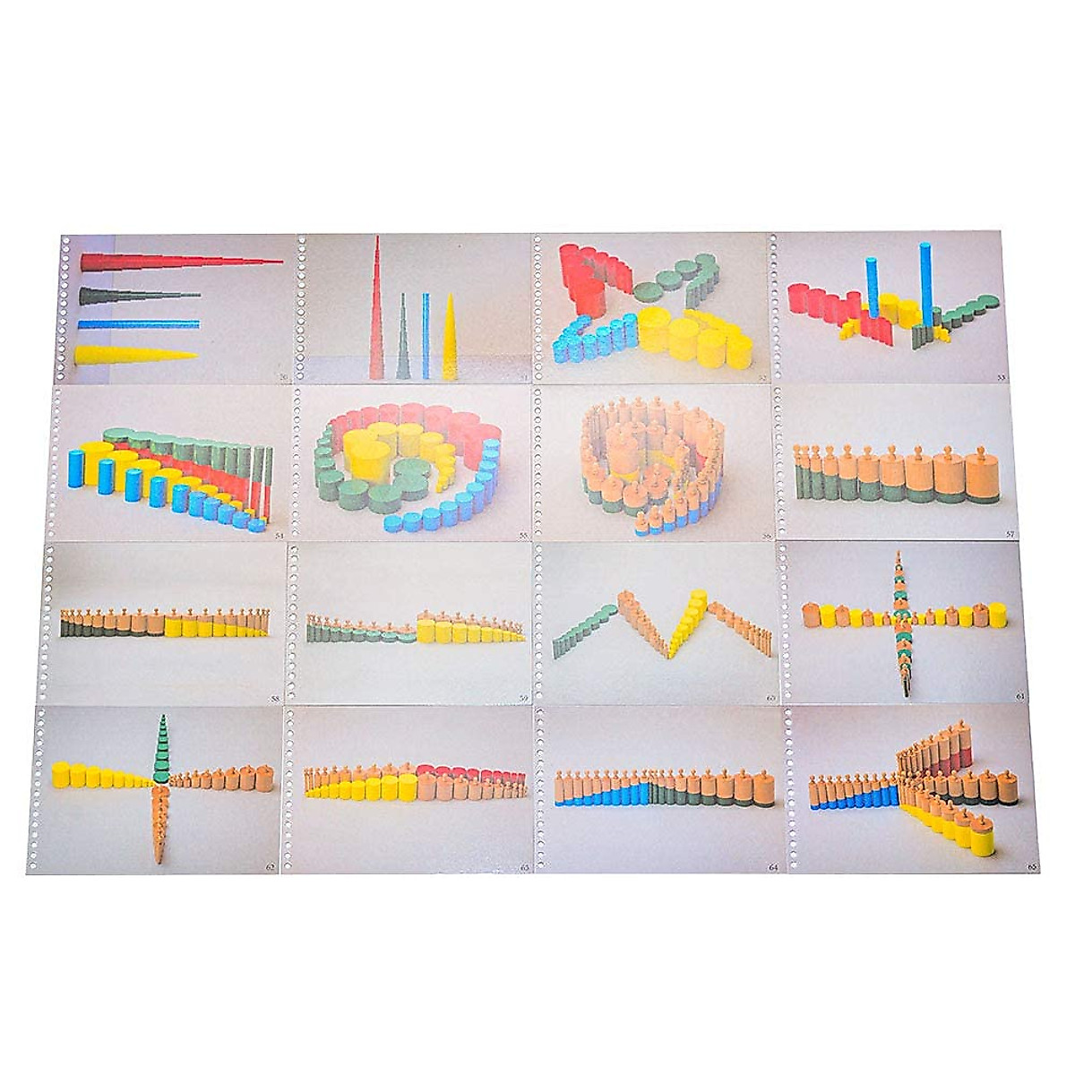 Kghios Montessori Sensorial Visual Sense Toys Book Materials for Toddlers,Knobless Cylinders,Cylinder Block Sensorial Cards,Baby Early Educational Tools Preschool Learning Toys