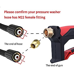 Tool Daily Short Pressure Washer Gun with Foam Cannon, 1/4 Inch Quick Connector, with 5 Pressure Washer Nozzle Tips, 1 Liter