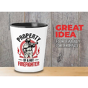 Bubble Hugs Firefighter Shot Glass 1.5oz - Property Of A Hot - Emergency Unit Firefighting Fire Academy Inspectors Profession Firetruck Sirens
