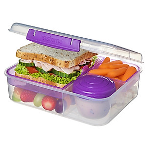 Sistema Bento Box Adult Lunch Box with 2 Compartments, Sandwhich,Salad Dressing Container,Dishwasher Safe,Color May Vary