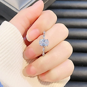 1 Carat Moissanite Ring Classic Egg-shaped horse eye ring Round Cut Solitaire Ring for Women, Engagement, Promise, Wedding (7)