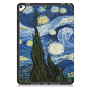 UUcovers for Apple iPad 10.2" (9th/8th/7th Generation) Case 2021/2020/2019, Smart Cover with Pencil Holder [Auto Wake/Sleep] PU Leather Stand Folio Tri-fold Shockproof Shell, Van Gogh Starry Night