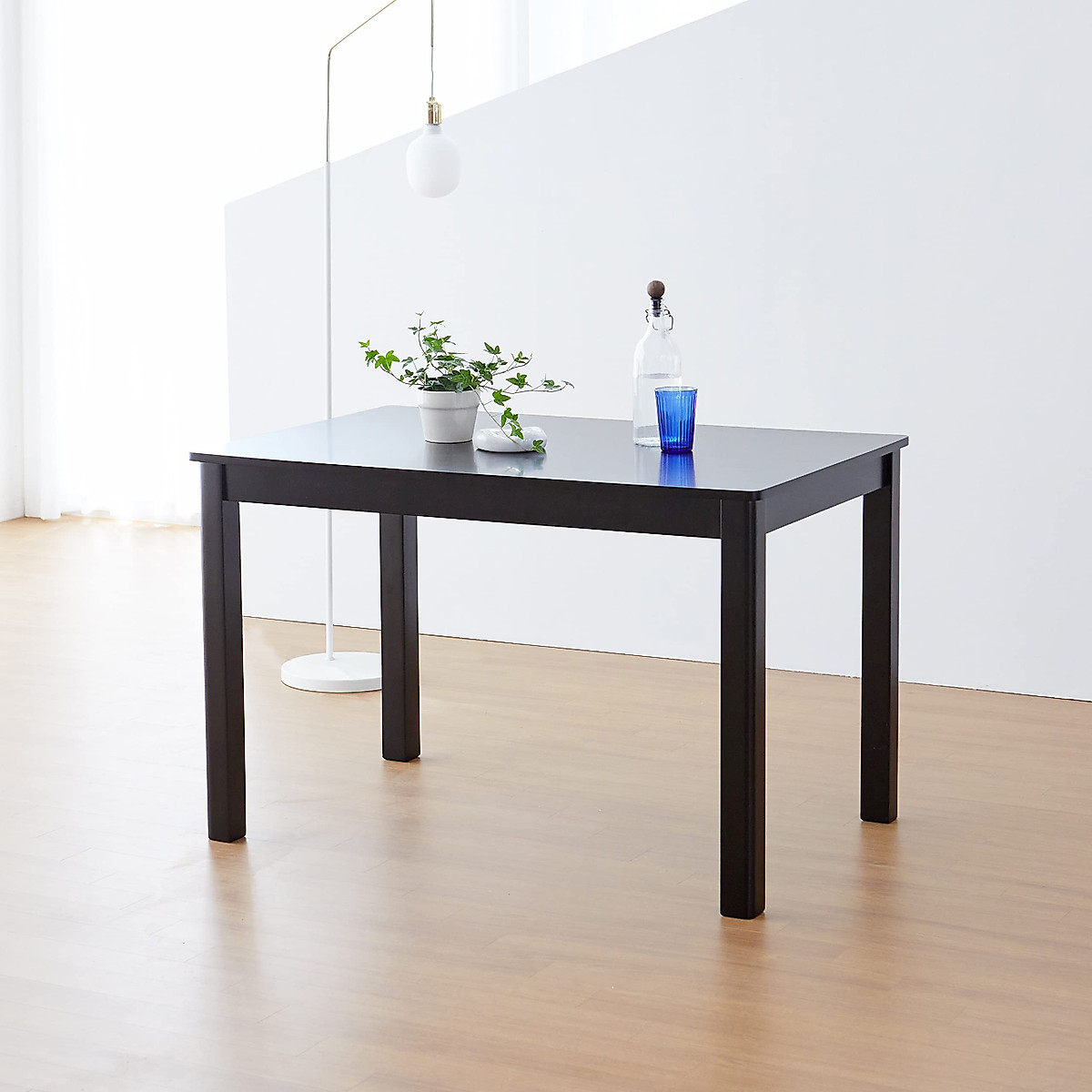 Livinia Cabin 45.3" Wooden Dining Table/Small Rectangular Modern Farmhouse Solid Wood Kitchen Table Desk (Black)