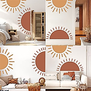 Half Sun Wall Decal Large Wall Decal Sunshine Wall Stickers Vinyl Wall Art Decals Removable Sun Decals for Walls Sunrise Sticker Peel and Stick Headboard Wall Decals for Nursery Kids Room Bedroom Playroom Decor
