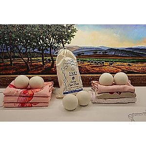 Wool Dryer Balls - Reusable Large Wool Laundry Balls for Dryer | Natural Fabric Softener, Saves Drying Time, Reduces Static and Wrinkles | Wool Balls for Dryer Replaces Dryer Sheets, Pack of 6