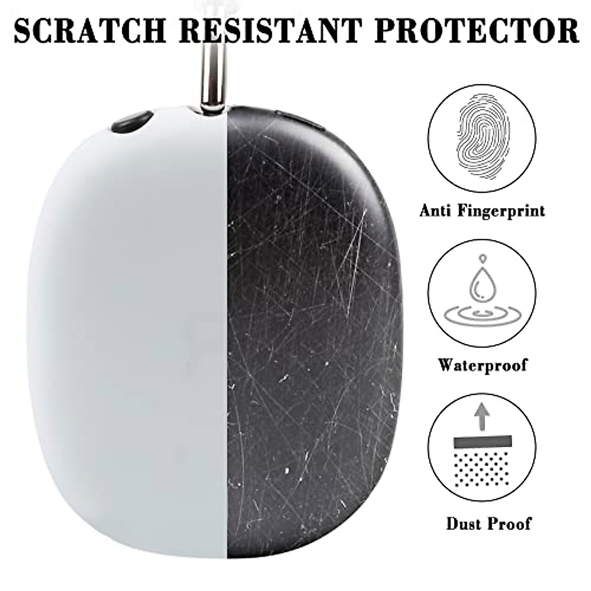 AIDERLOT Silicone Case Cover for AirPods Max,Anti-Scratch Ear Cups Cover and Headband Cover for AirPods Max,Airpods Max Headphone Silicone Ear Cups(White)