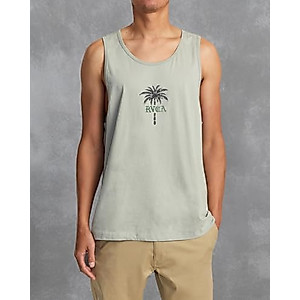 RVCA Mens Regular Fit Knit Tank Top Shirt - Palm Wire (Iron, Medium)