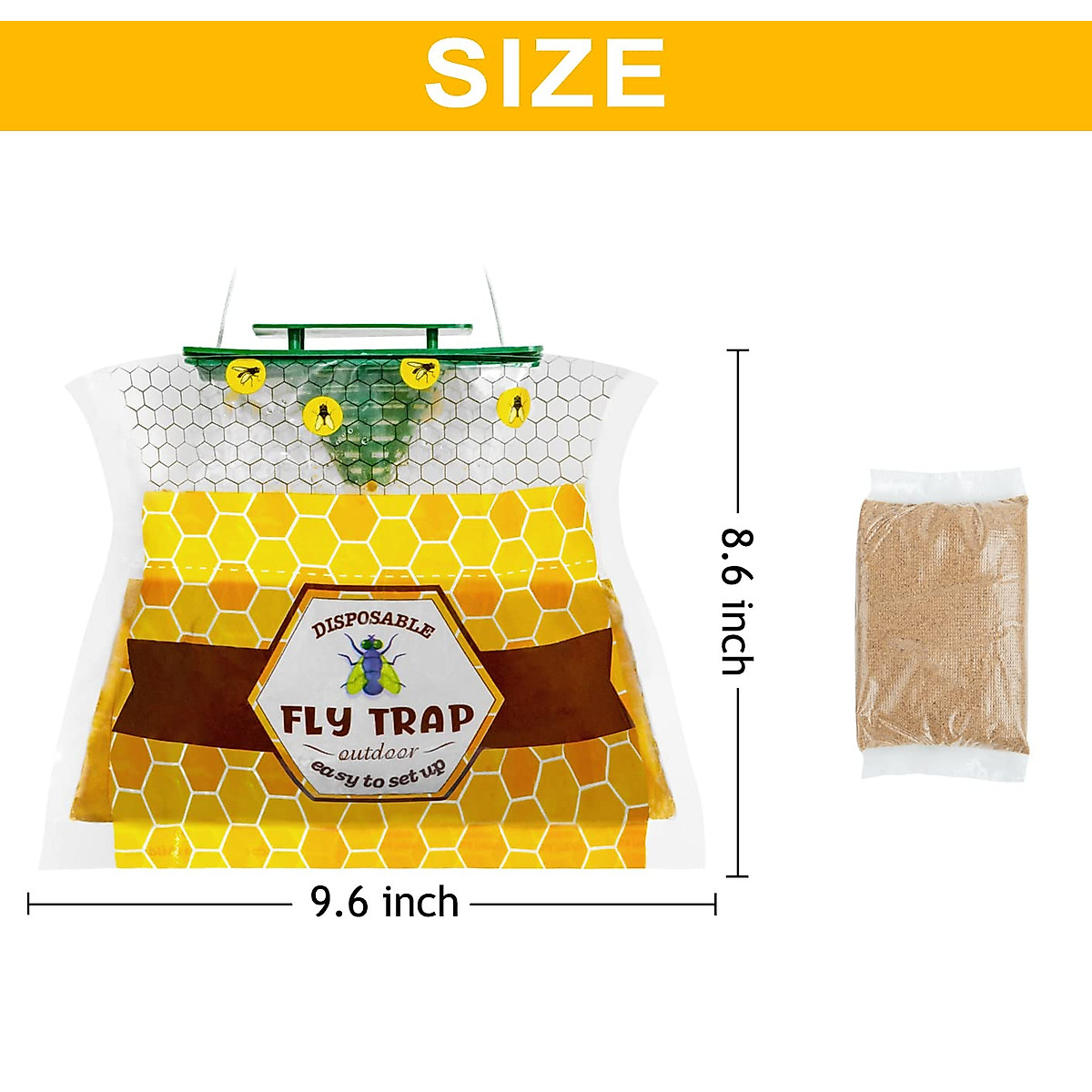 Dwcom 4 Pack Big Fly Bag with Bait, Effective Fly Killer, Fly Traps Outdoor, Hanging Mosquito Catcher for Indoor/Outdoor Family Farm, Orchard