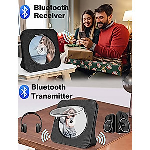 Portable CD Player with Bluetooth: 4000mAh Rechargeable Kpop Music Player with HiFi Speaker,Remote Control,LCD Display,Sleep Timer,Headphone Jack, Supports CD/Bluetooth/FM Radio/U-Disk/AUX(Black)