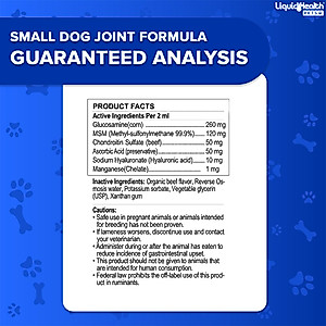 LIQUIDHEALTH 2 Oz Dog Glucosamine Drops Joint Juice, Chondroitin Hip and Joints Relief Vitamin Supplement Formula, Hyaluronic Acid - Small Dogs Canines Puppies