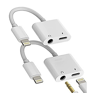 2pack,Converter Compatible for iPhone Headphone Adapter Compatible with Lightning to 3.5mm AUX Audio Jack and Charger Dongle Earphone Splitter 11 12 pro xs xr x 8 for Ipad charging connector for Apple