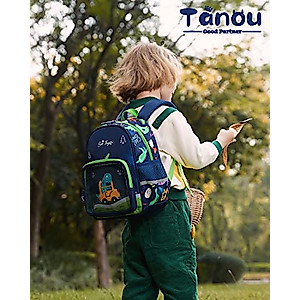 Tanou Toddler Backpack for Boys, 11 Inch Ultra-light Kids Small Backpacks, 2023 Cute Toddler Bag for Preschool Day Care, Dinosaur