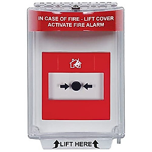 Safety Technology International, Inc. STI-13010FR Universal Stopper®, Flush Mount and Fire label, Indoor/Outdoor Protective Polycarbonate Cover for Pull Stations or Call Points, Red