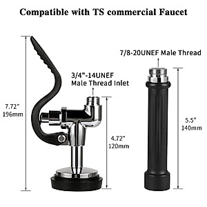 KWODE Pre-Rinse Spray Valve Commercial Kitchen Sink Faucet Sprayer Head with Hand Grip Assembly 1.42GPM High Pressure Dish Sprayer Nozzle Kit for Restaurant Industrial Faucet, Chrome (Black)