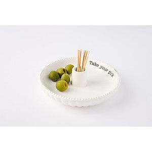 Mud Pie Take Your Pick, Toothpick Dish, 1.25" x 6" dia, White
