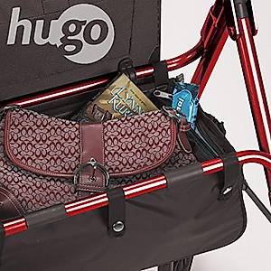 Hugo Mobility 700-961 Foldable Rollator Walker with Seat and Saddle Bag, Red