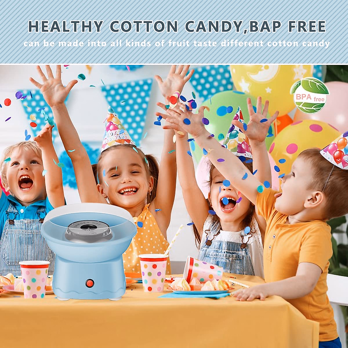 Jinnce Cotton Candy Machine,Homemade Cotton Candy Maker for Birthday Party,Christmas Gift for Kids,Portable Candy Floss Machine with 10 Cones and Sugar Scoop (Blue) (B400-pink)