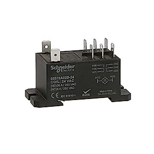 Schneider Electric/legacy Relay Power Relay, 24Vac, 30A, Dpdt, Panel - 92S11A22D-24