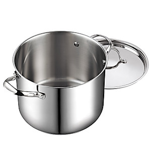 Cooks Standard Quart Classic Stainless Steel Stockpot with Lid, 12-QT, Silver & 6-Quart Stainless Steel Stockpot with Lid