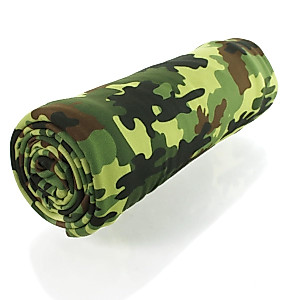 Green Camo DBP Fabric - Double Brushed Polyester 4 Way Stretch - 1/2 Yard