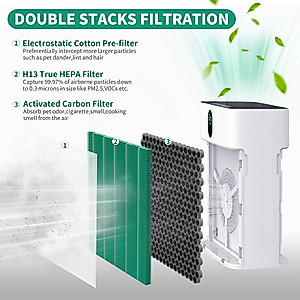 XBWW 4 Packs HY4866 True HEPA Replacement Filter Compatible with MORENTO HY4866, WESTHEY HY4866, YIOU M1 and FETIONS FT5000 Air Cleaner Purifiers, Pet Dander Version, Green