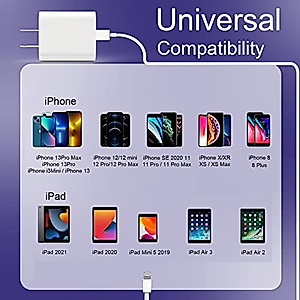 iPhone Fast Charger, [Apple MFi Certified] 2 Pack 20W USB C Power Delivery Wall Charger Block with 10FT Extra Long Type C to Lightning Fast Charging Data Sync Cable for iPhone 14 13 12 11 XS XR X iPad