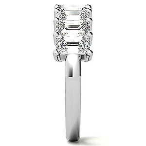 Love Band Excellent Emerald Brilliant Cut 1.30 Carat, Moissanite Diamond Promise Band, Prong Set, Eternity Sterling Silver Band, Valentine's Day Jewelry Gift, Customized Band For Her (7)