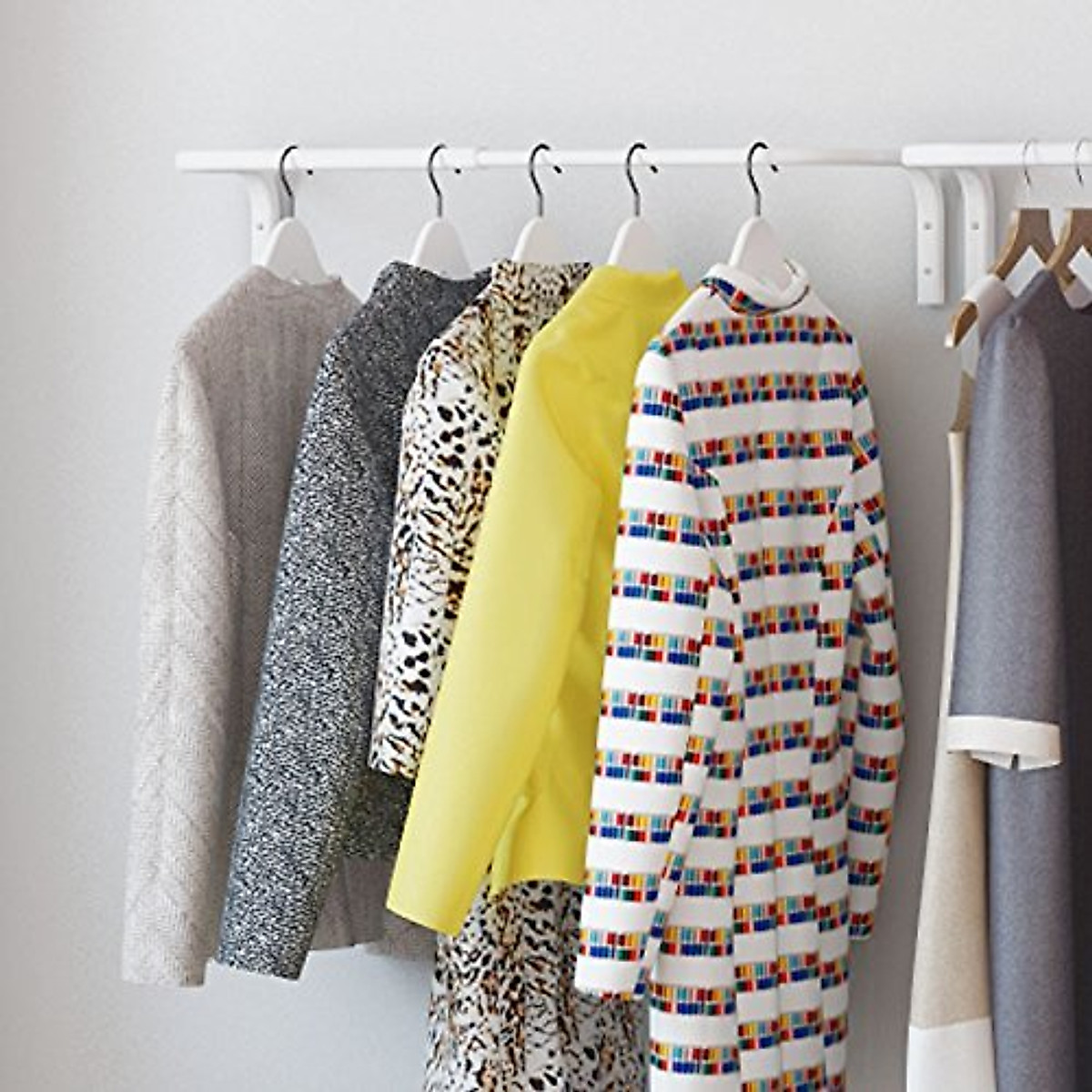 brightmaison Sofia Clothes Rack, Hanging Closet Organizer Adjustable & Wall Mount Clothes Rail Laundry Organizer Steel, White