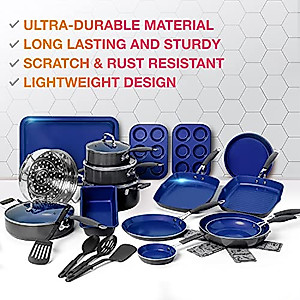 Mueller Sapphire UltraClad Kitchen Pots and Pans Set Nonstick Induction Cookware Sets -24pc Induction Pots and Pans for Cooking Kitchen Cookware Sets,Frying Pans Nonstick Pots and Pans Set