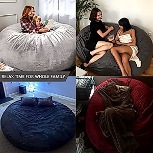 Bean Bag Chairs, 5ft Giant Bean Bag Cover, Soft Micro-Fiber Bean Bag Chairs for Adults (It was only a Cover, not a Full Bean Bag, No Filler) Big Bean Bag Bed(Dark Grey) 5FT (150cmx70cm)