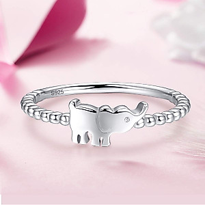 AVECON Women Fashion Rings 925 Sterling Silver Elephant Rings 925 Sterling Silver Animal Rings for Women Comfort Fit Size 7