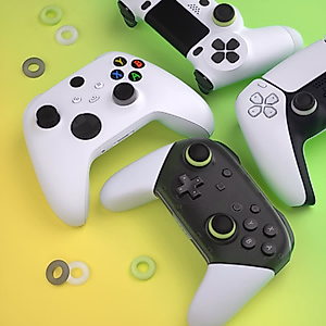 PlayVital 3 Pairs Silicone Aim Assist Target Motion Control Precision Rings for ps5, for ps4, for Xbox Series X/S/One / 360, for Switch Pro, for Steam Deck - Clear Black White & Glow in Dark Green