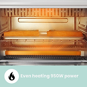 COMFEE' Toaster Oven Countertop, Small Toaster Ovens Combo 4 slice, Mini Oven for 9" Pizza, Compact Oven 2 Racks for Toast, Bake, Broil, 950W, Black, CTO-E101A(BK)
