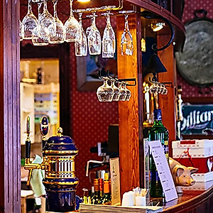 2Pcs Stemware Wine Glass Rack Wall Mountable, Metal Wine Glasses Holder Under Cabinet Organization, Hanging Wine Cup Display Stand for Cabinet Kitchen Bar (Black)